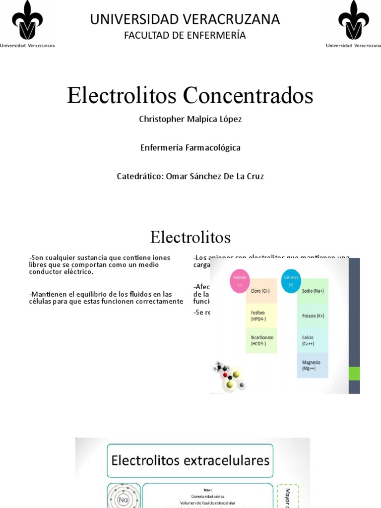 Presentación de Electrolitos Concentrados | PDF | Sodio | Potasio