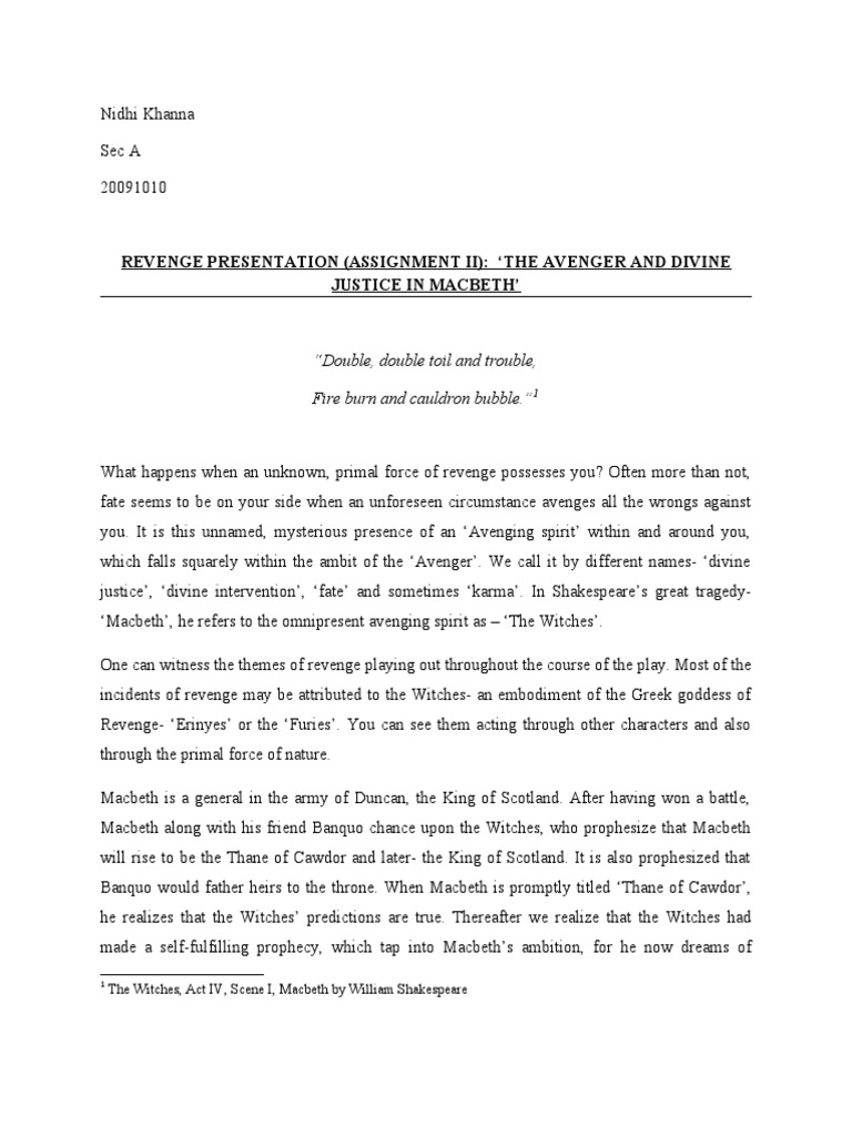 Revenge Presentation (Assignment Ii) : The Avenger and Divine Justice ...
