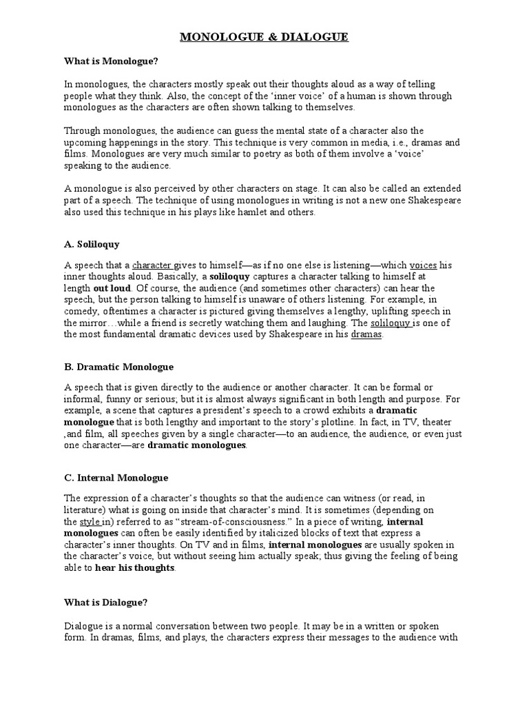 MONOLOGUE & Dialogue | PDF | Monologue | Human Communication