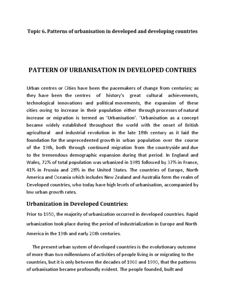 E. Topic 6. Patterns of Urbanisation in Developed and Developing ...