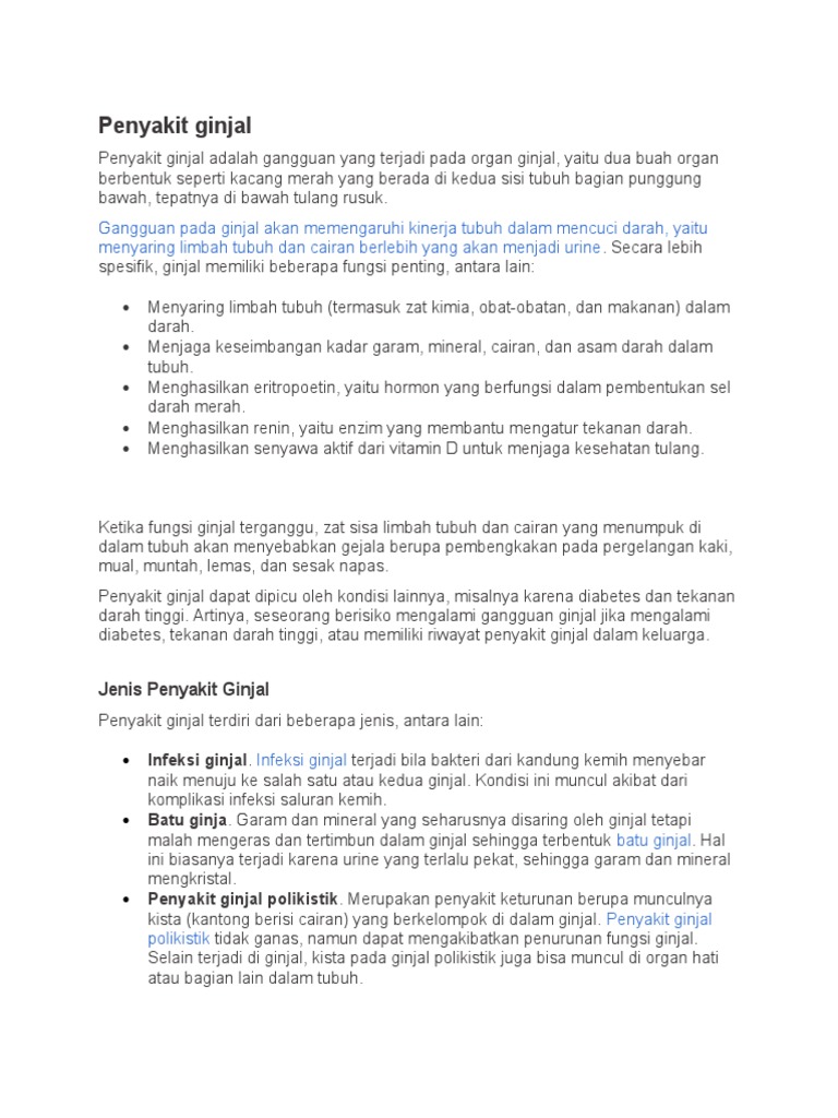 Penyakit Ginjal 1 | PDF | Pengembangan Diri | Kesehatan Holistik