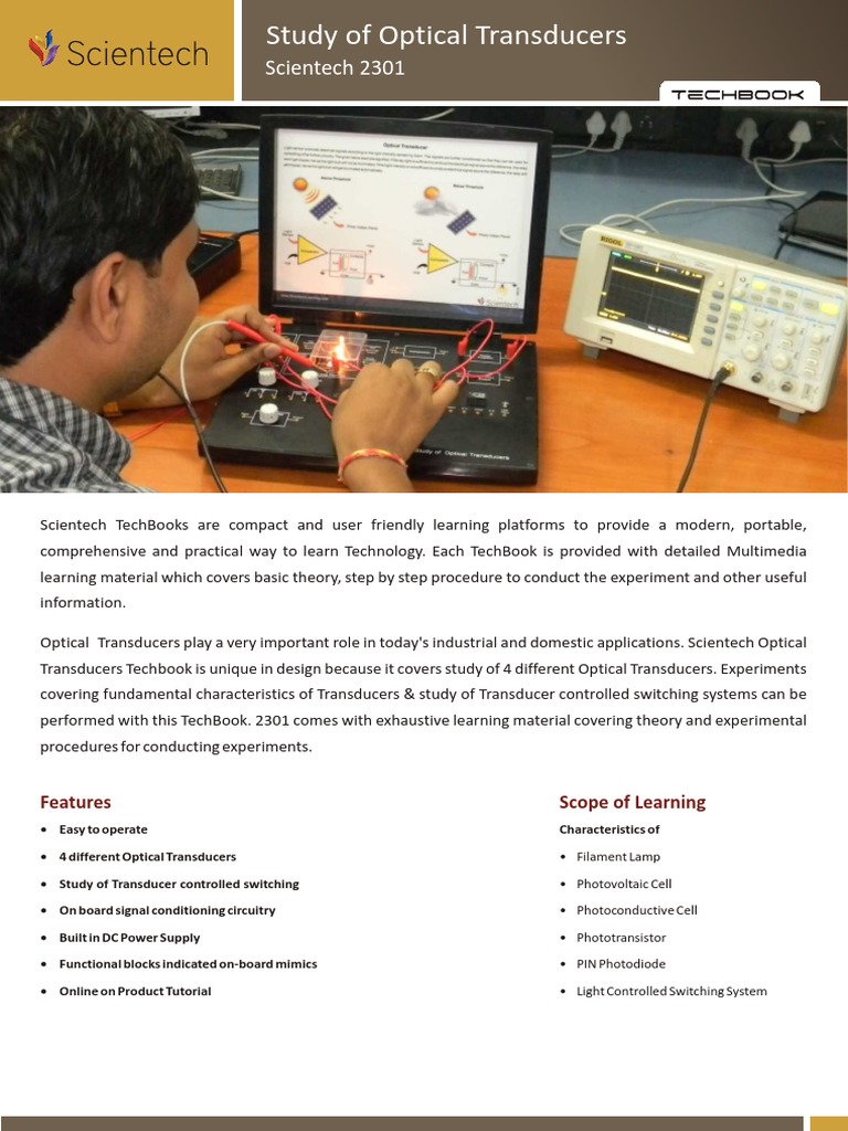 Scientech 2301: Features Scope of Learning | PDF | Power Supply | Amplifier