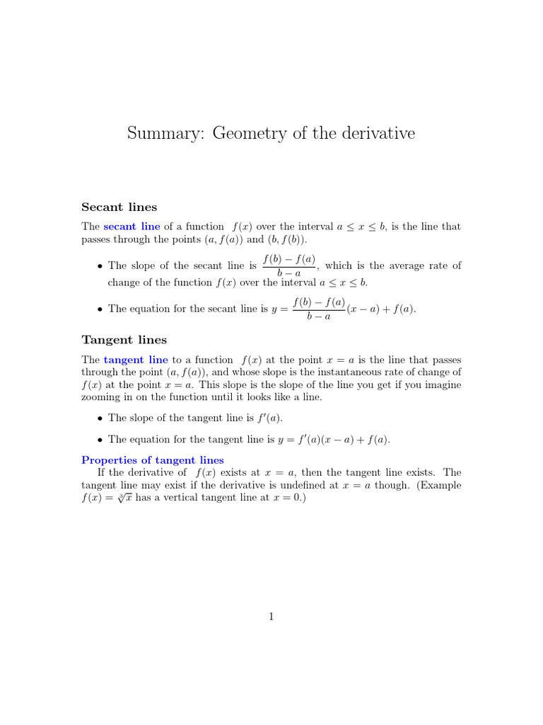 Geometric Interpretation of The Derivative | PDF
