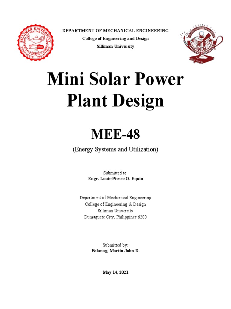 Mini Solar Power Plant Design | PDF | Solar Power | Power Station