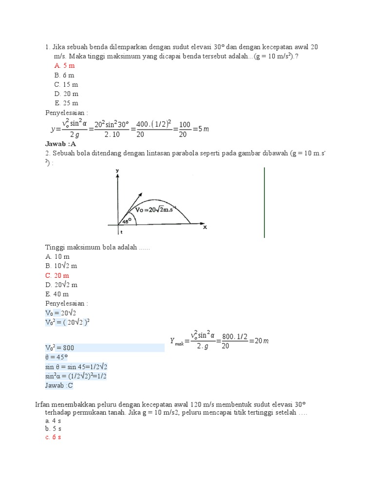 Soal Gerak Parabola | PDF