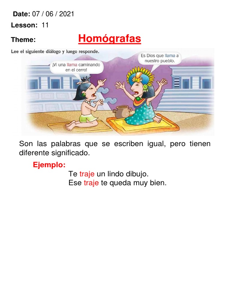 Palabras Homógrafas: Ejemplos y Significado | PDF