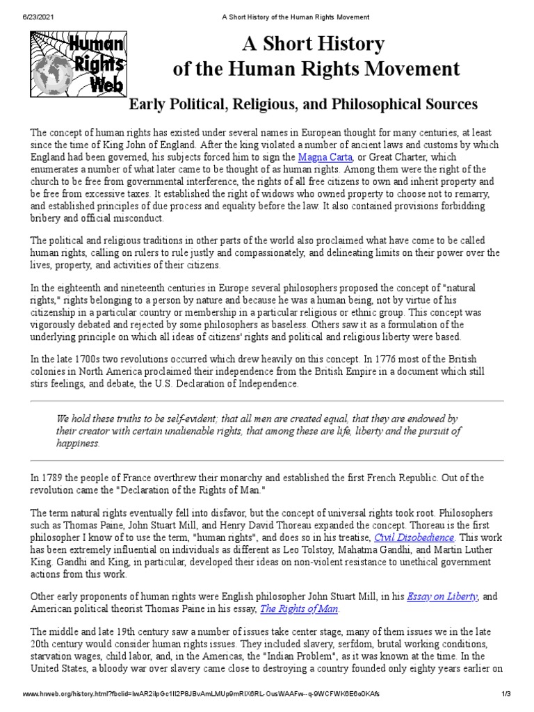 History of the Human Rights Movement | PDF | Amnesty International ...
