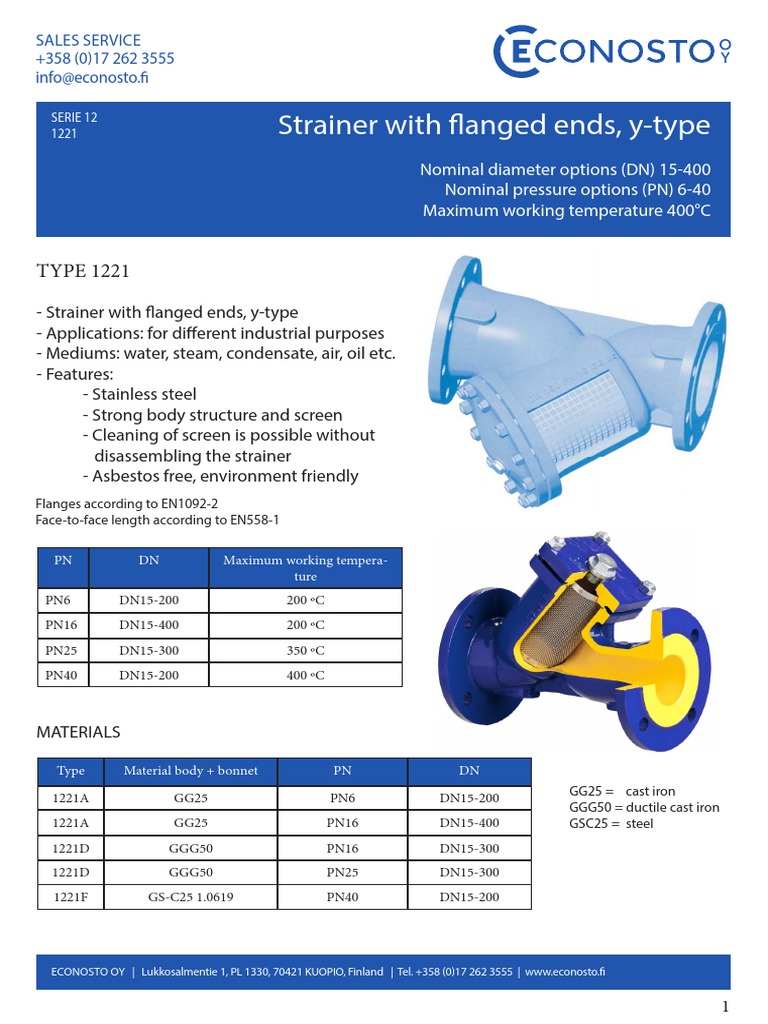 Y-Type Flanged Strainer Specifications | PDF | Mechanical Engineering ...