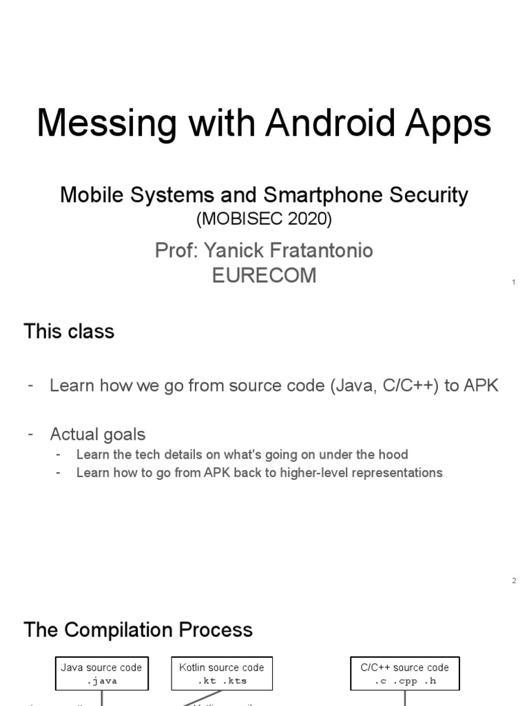 MOBISEC 2020 - 07 - Messing With Android Apps | PDF | Java Virtual ...