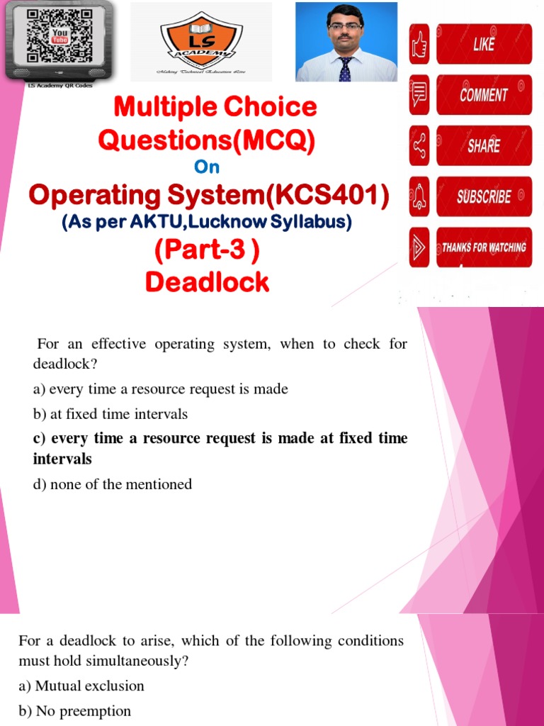 Multiple Choice Questions (MCQ) : Operating System (KCS401) | PDF | Process (Computing ...
