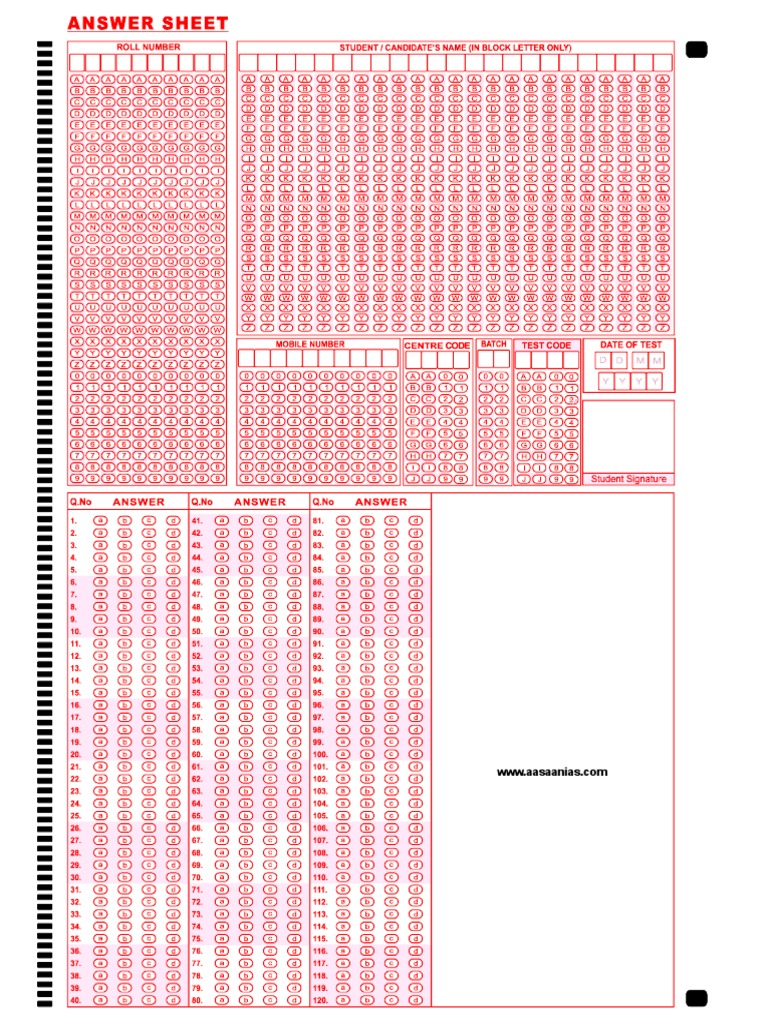 OMR Sheet (CSE Prelims) | PDF