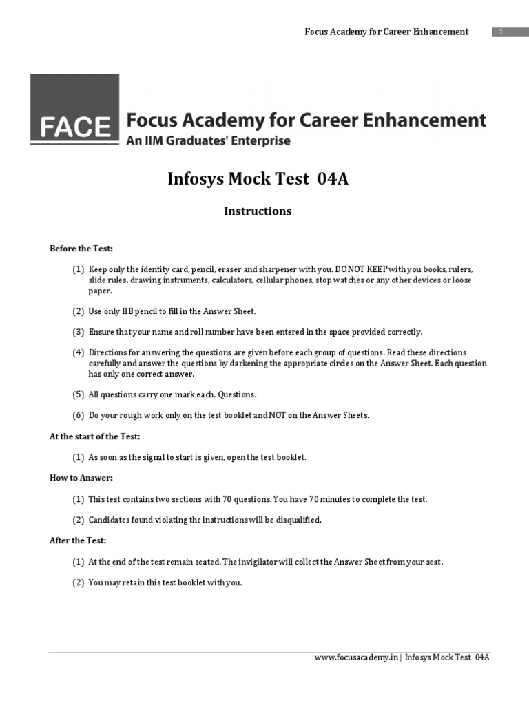 Infosys Mock Test 04A: Instructions | PDF | Neutrino | Astronomy