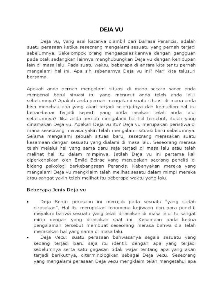 Deja Vu | PDF | Pengembangan Diri | Sains & Matematika