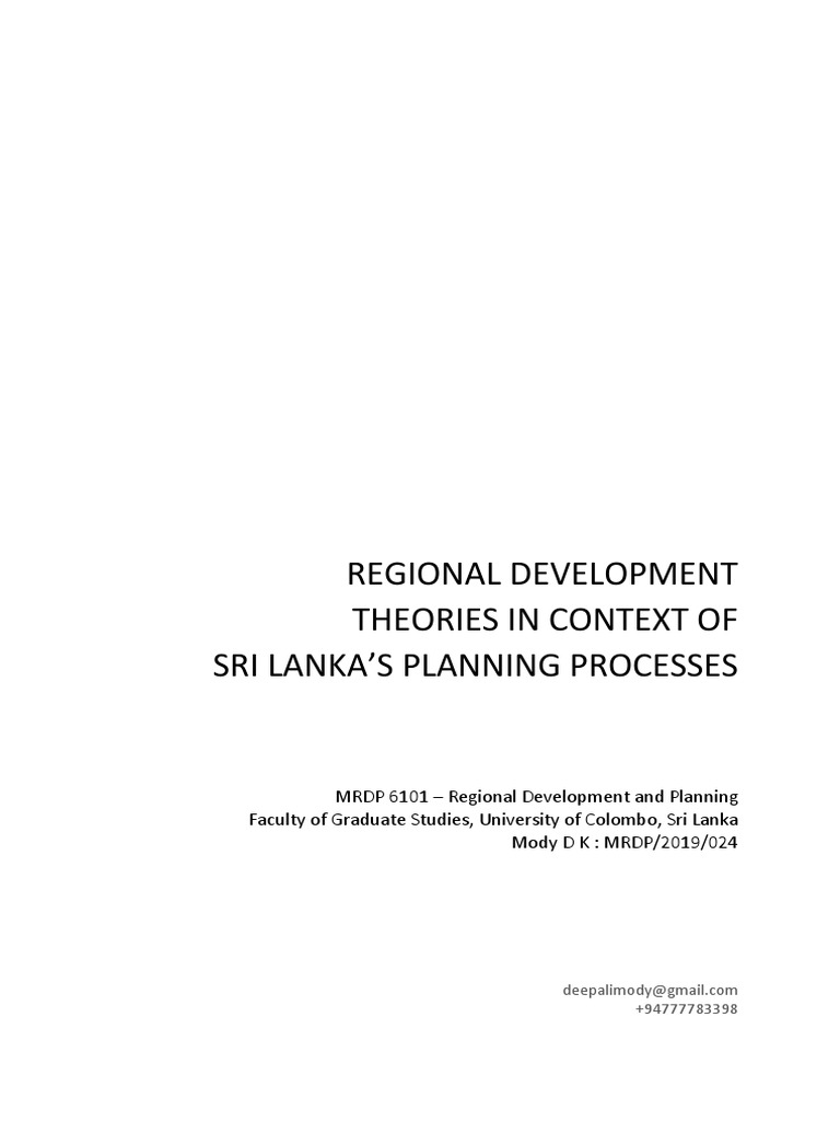 Regional Development Theories in Context of Sri Lanka's Planning ...