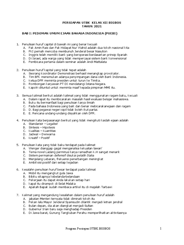 Bhs Indo Xii Persiapan Utbk 1 | PDF | Perjalanan | Kajian Bahasa Asing