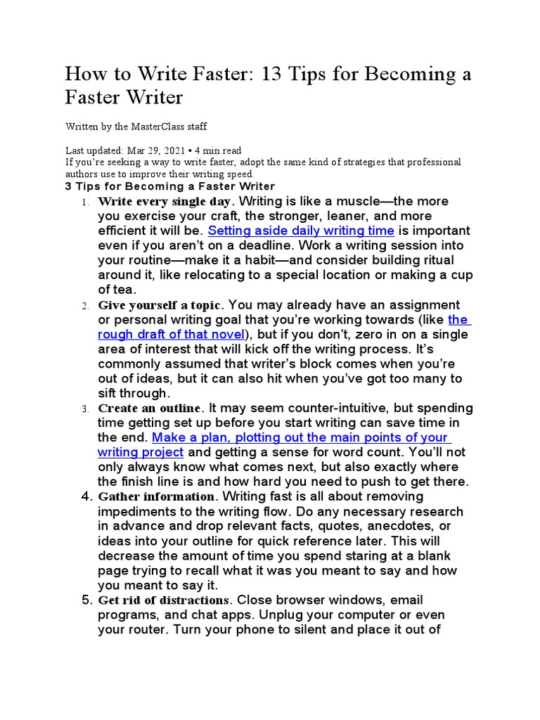 How To Write Faster | PDF | Cognition | Computing And Information ...