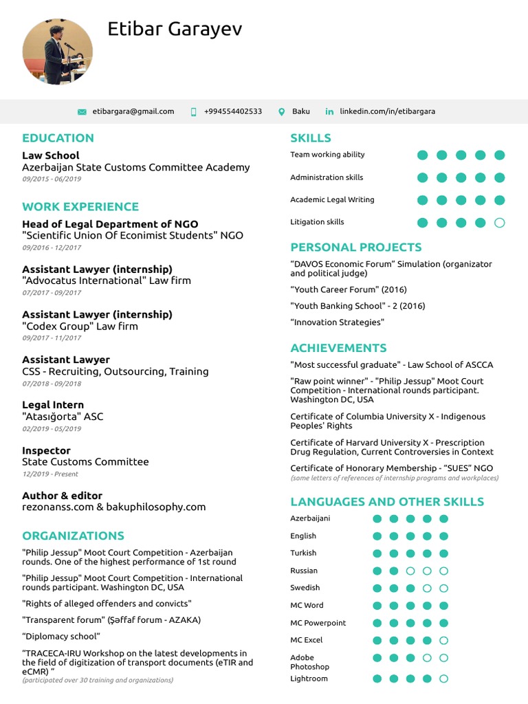 Etibar Garayev: Education Skills | PDF | Internship | Job Hunting