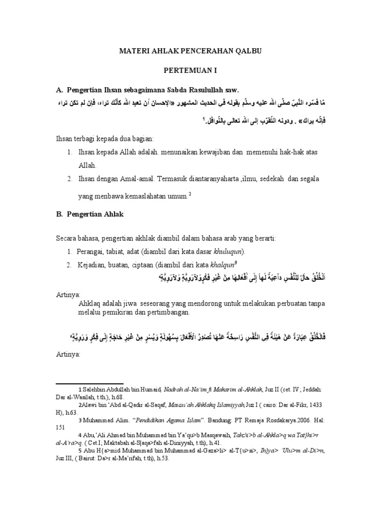 MATERI Ahlaq Pencerahan Qalbu 2021 | PDF