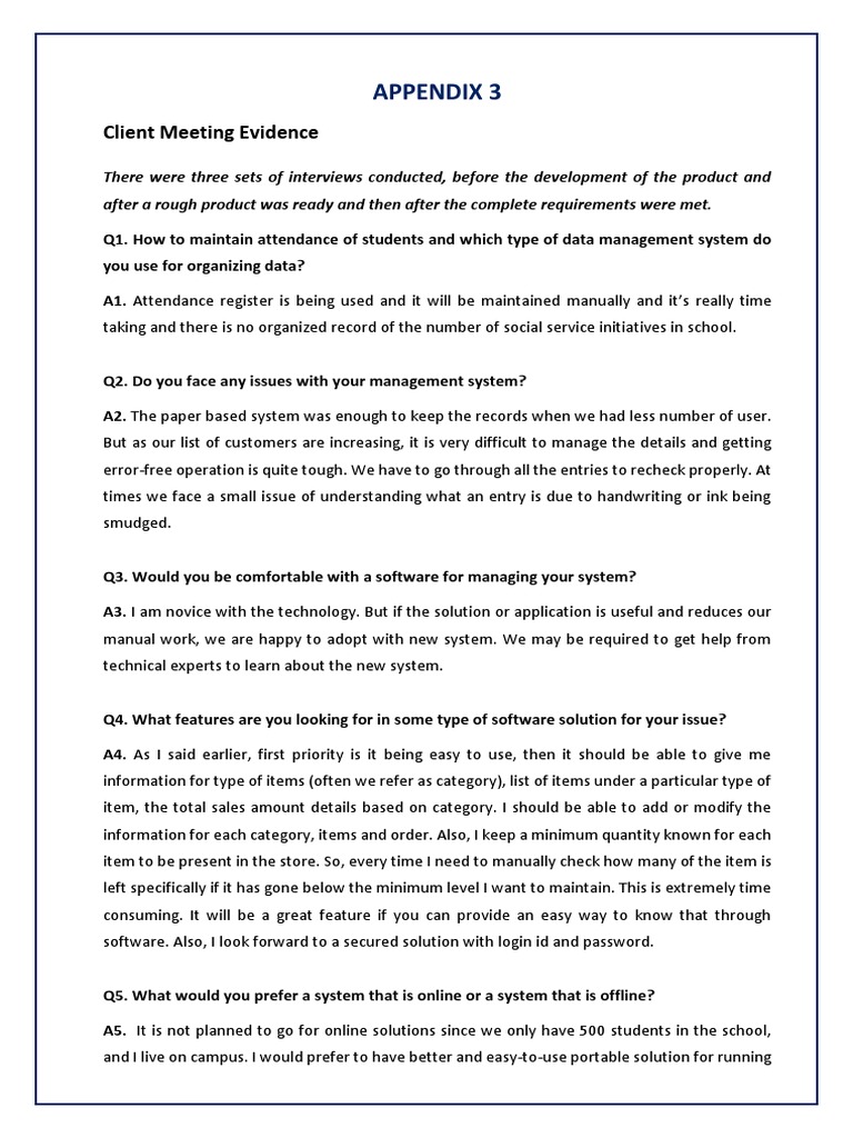 Appendix 3 - Client Meeting Evidence | PDF | Databases | Cyberspace