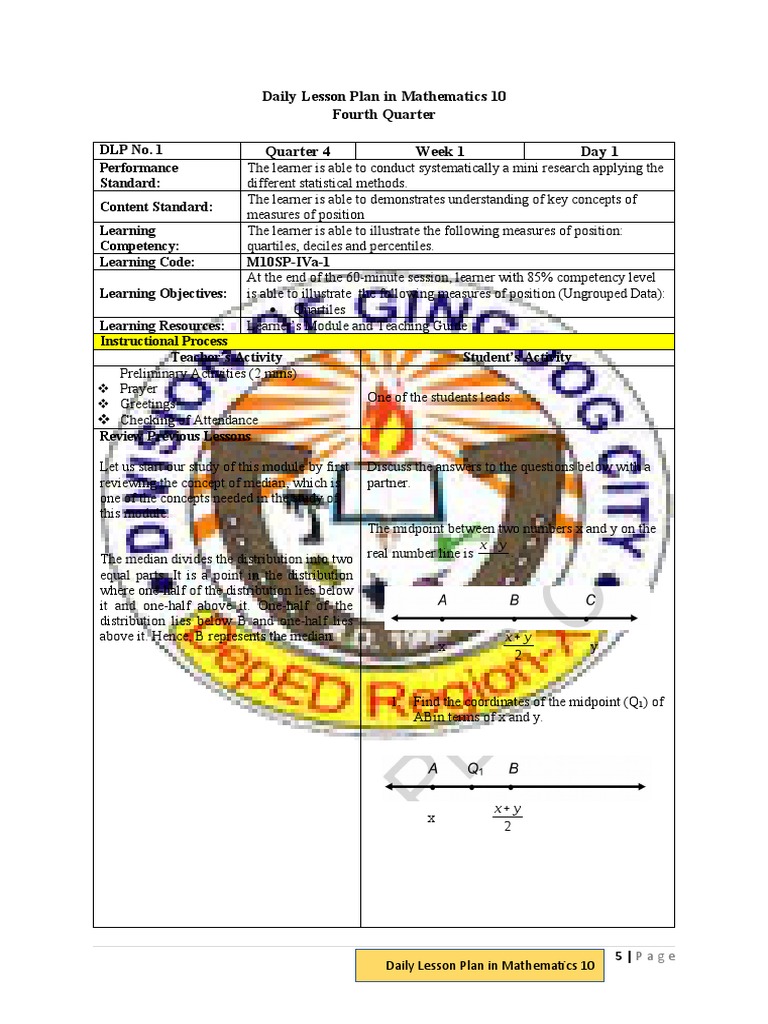 Measures of Position: An Instructional Plan on Illustrating Quartiles ...