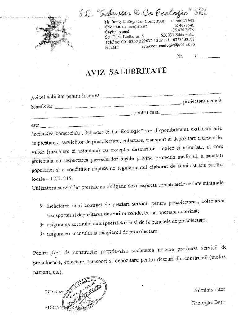 Aviz Salubritate | PDF