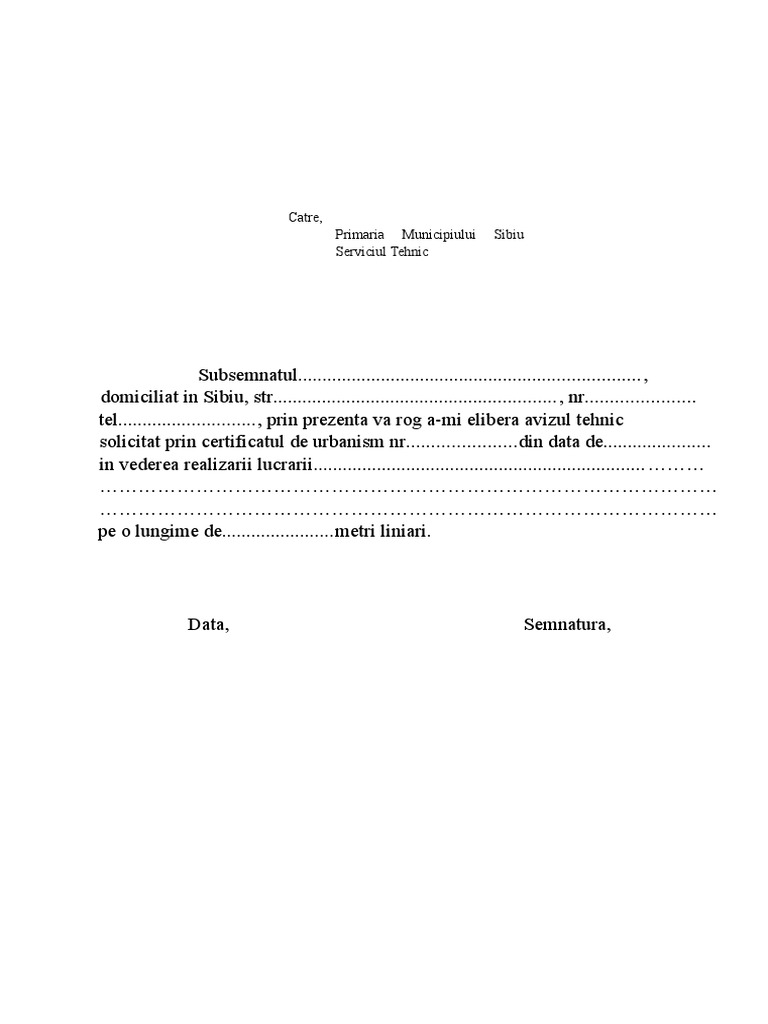 Cerere Aviz Tehnic | PDF