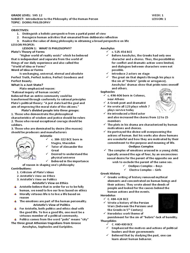 Lesson 1 (Week 1) | PDF | Aristotle | Plato