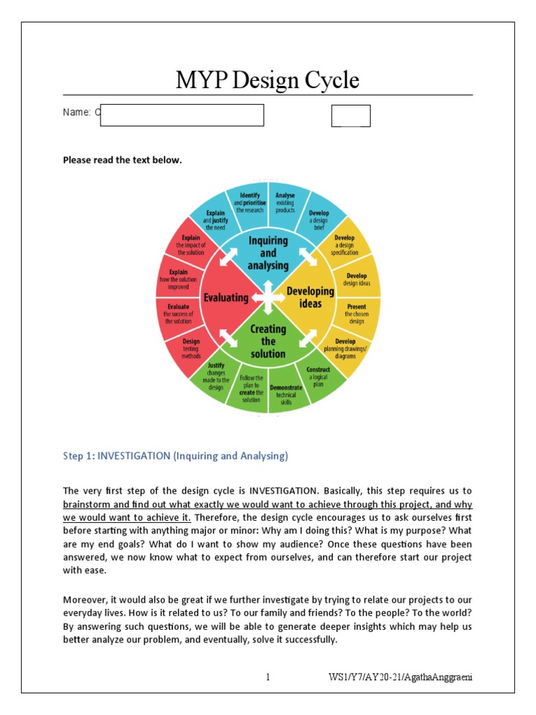 Year 7 MYP Design Cycle Intro Exercise | PDF | Brainstorming ...