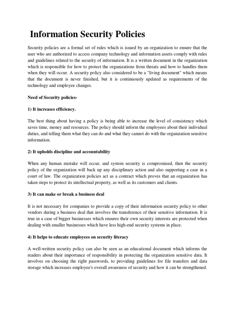 Security Policies Pdf Computer Security Security