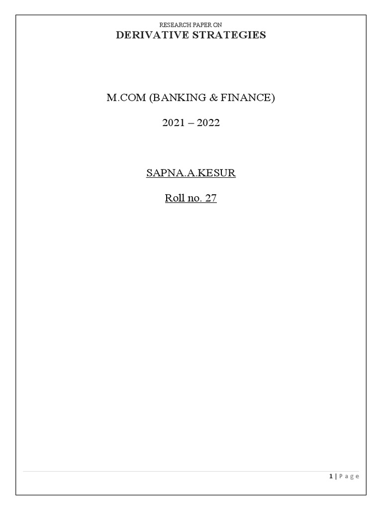 Derivative Strategies: Research Paper On | PDF | Derivative (Finance ...