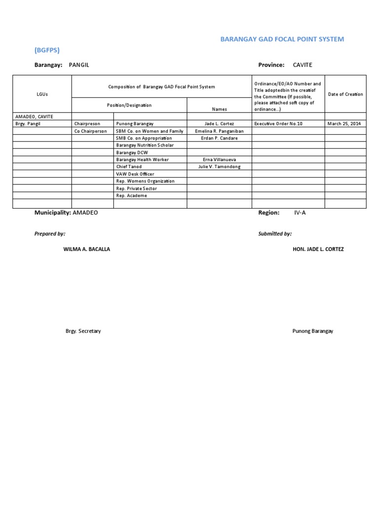 Barangay Gad Focal Point System | PDF | Government | Business