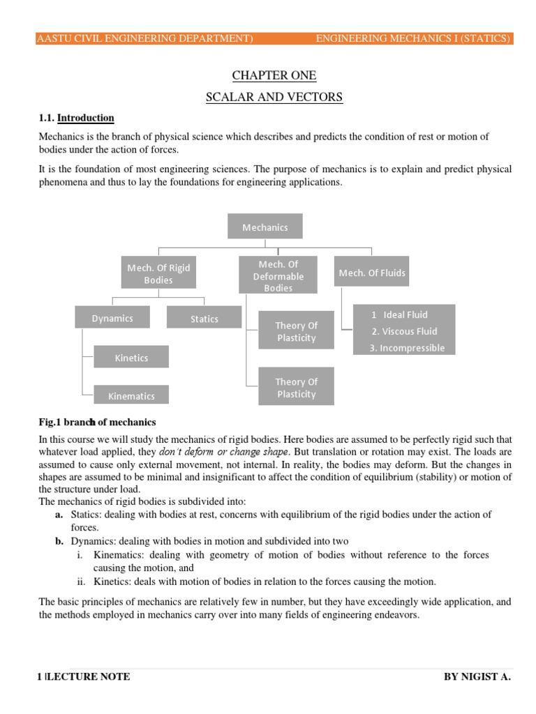 Chapter One Scalar and Vectors | PDF | Euclidean Vector | Force