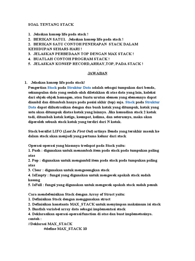 Soal Tentang Stack | PDF