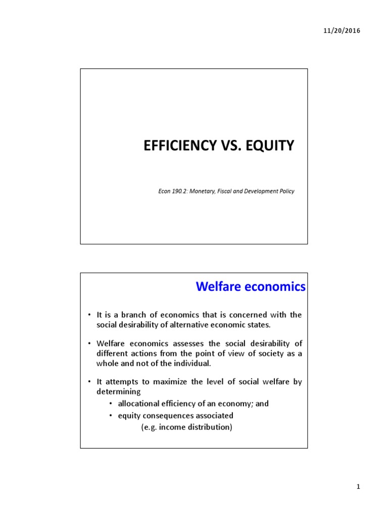14 - Econ 190.2 - Efficiency Vs Equity | PDF | Welfare Economics ...