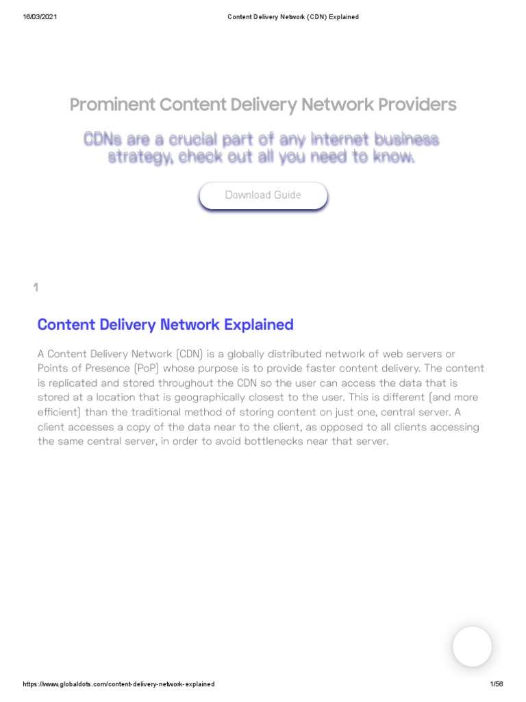 CDN Guide: How Content Delivery Networks Work | PDF | Websites ...
