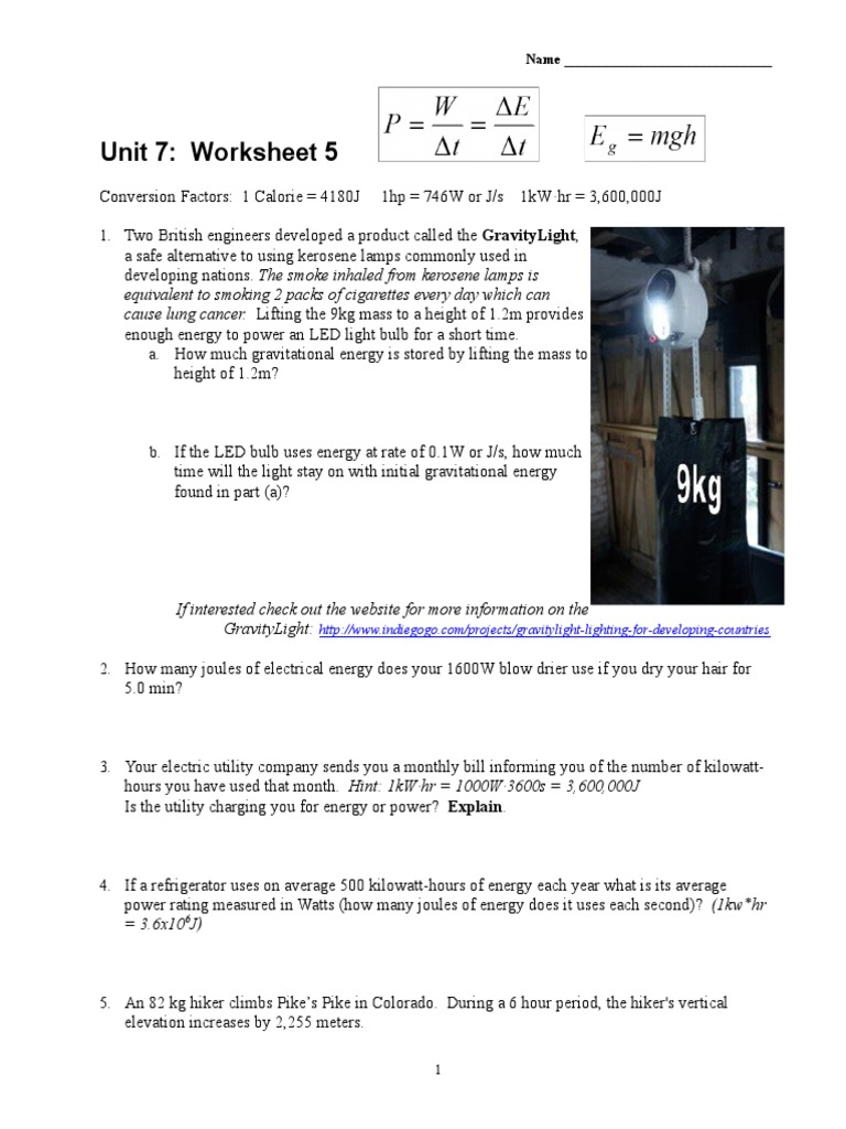 Power Practice Worksheet | PDF | Watt | Electrical Engineering