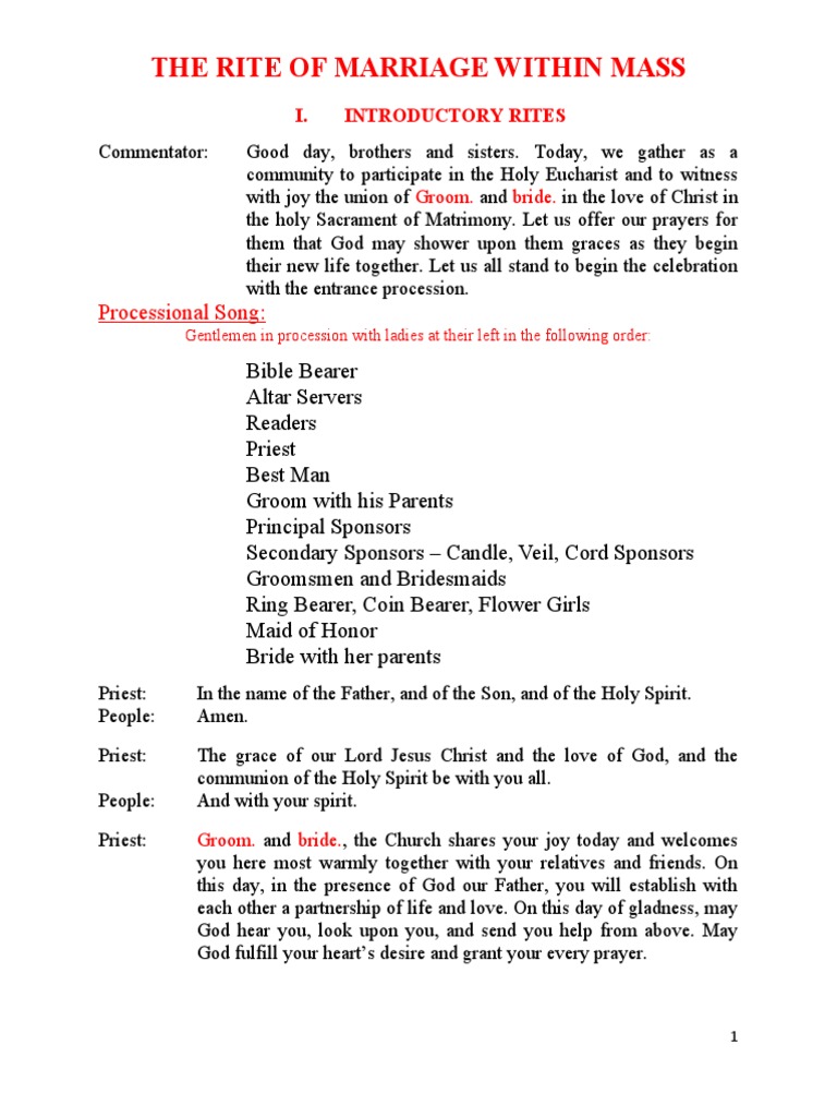 A Celebration of Love: The Holy Sacrament of Matrimony of Groom and ...