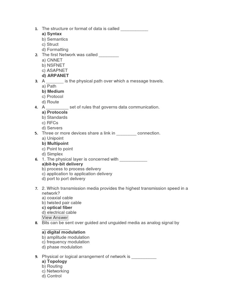 Networking Fundamentals MCQ | PDF | Transmission Control Protocol | Internet Protocols