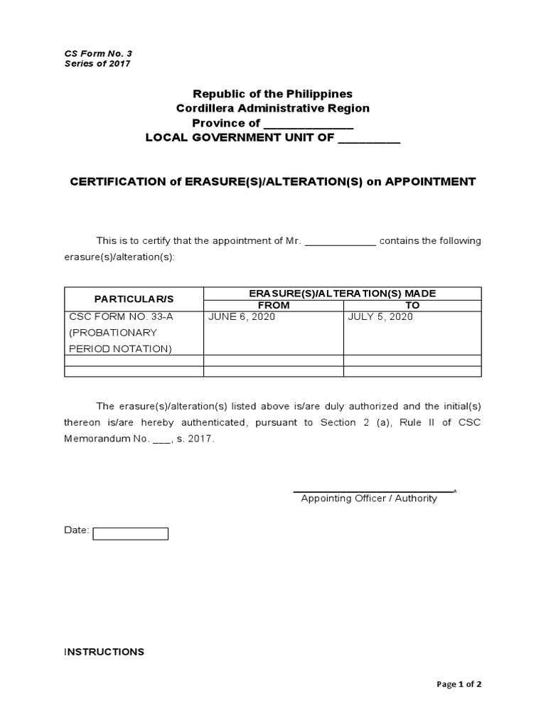 Certificate of Erasures Alteration | PDF