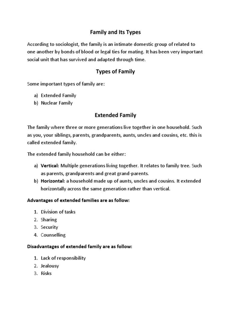 Sociology Lecture No 8 Family and Its Types Selfhandouts | PDF | Family ...