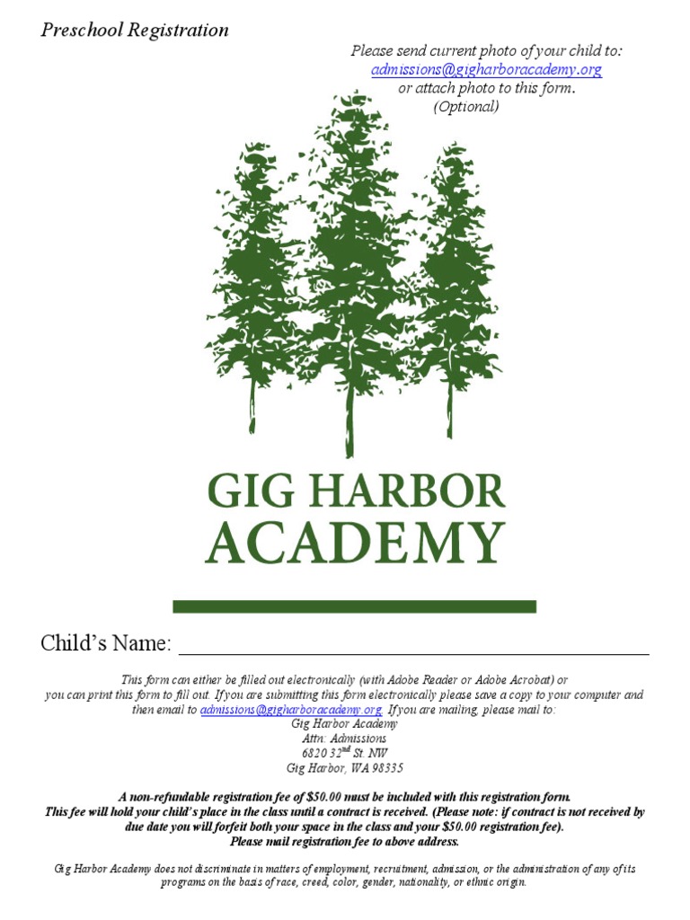 Application For Preschool Admission Form | PDF | Zip Code | Parent