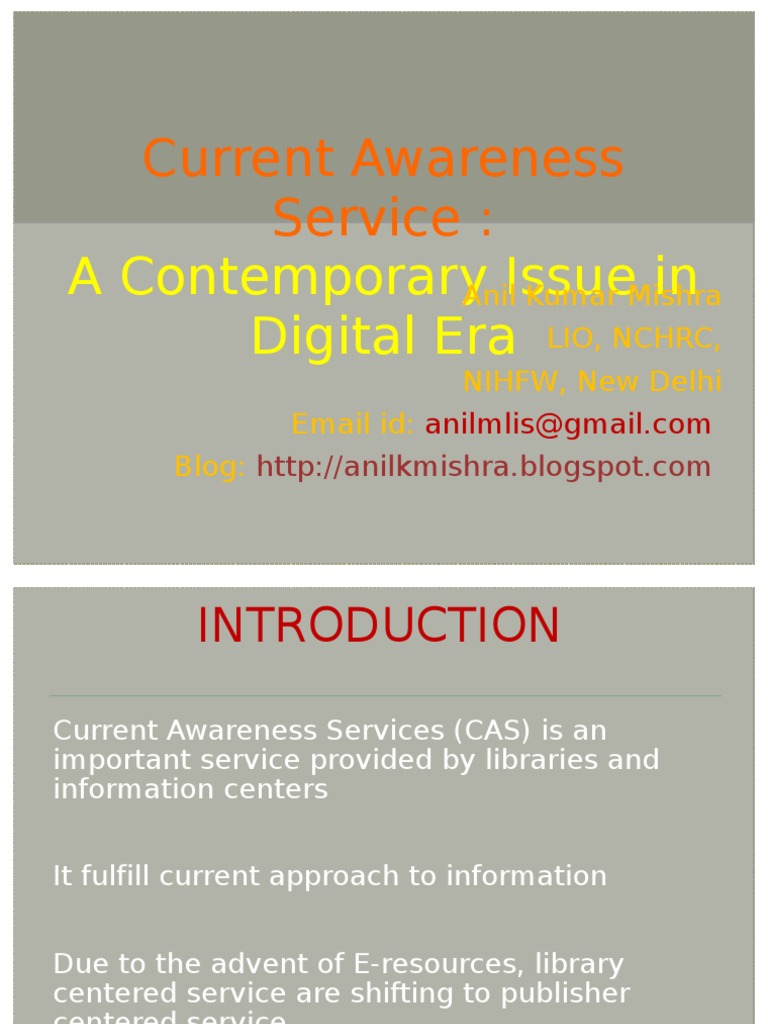 Current Awareness Services in Libraries | PDF | Communication ...