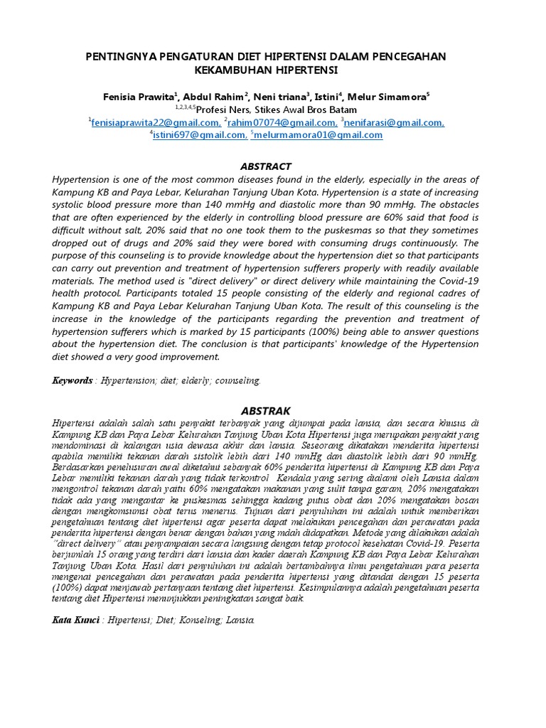 Abstrak Jurnal Abdi | PDF | Hypertension | Blood Pressure