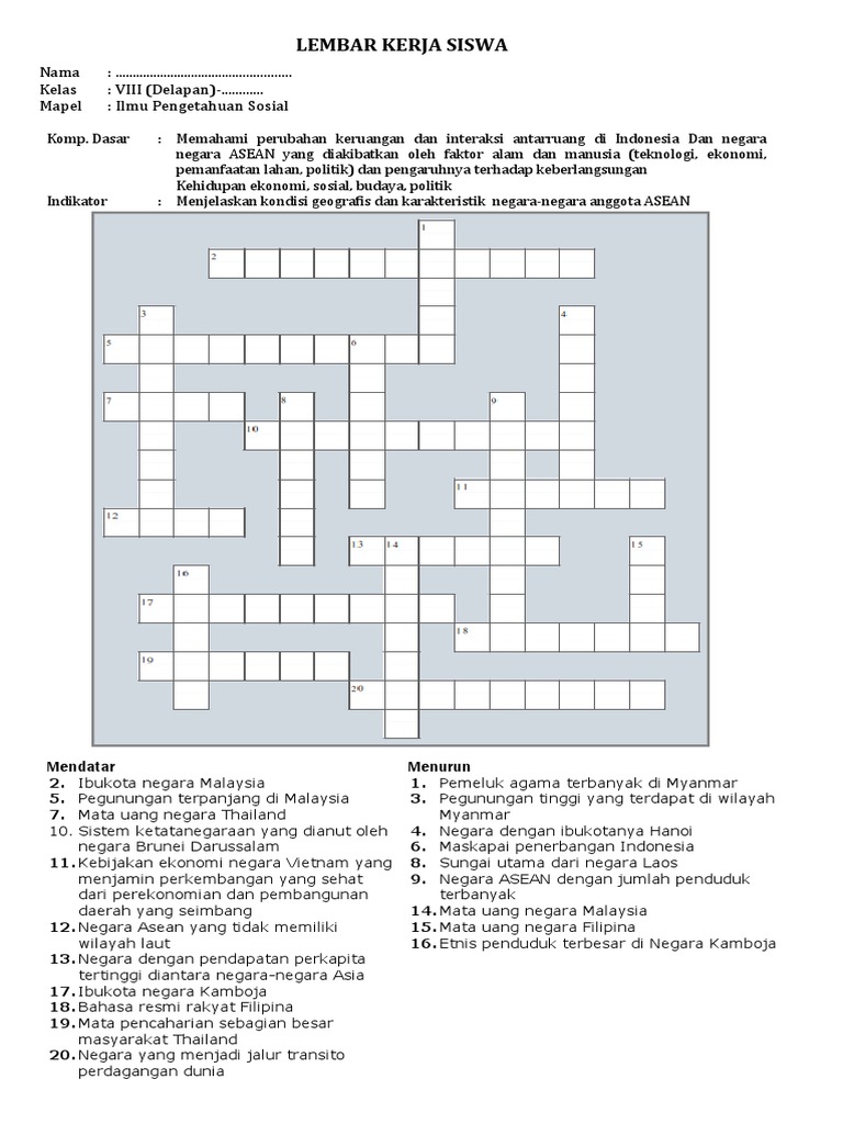 LKPD 1 Ips 8 TTS Asean | PDF