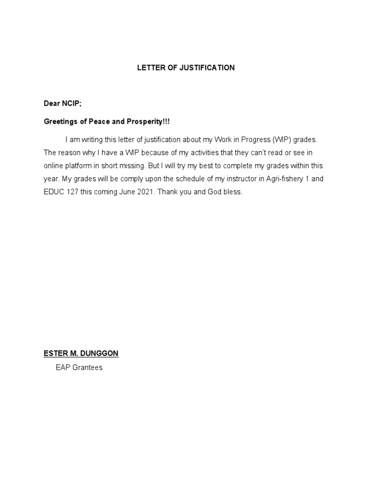 Letter of Justification | PDF