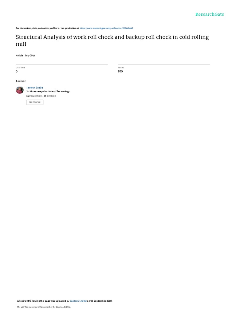 Structural Analysis of Work Roll Chock and Backup Roll Chock in Cold ...