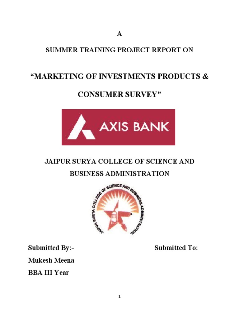 Axix Bank Project | PDF | Investment Fund | Mutual Funds