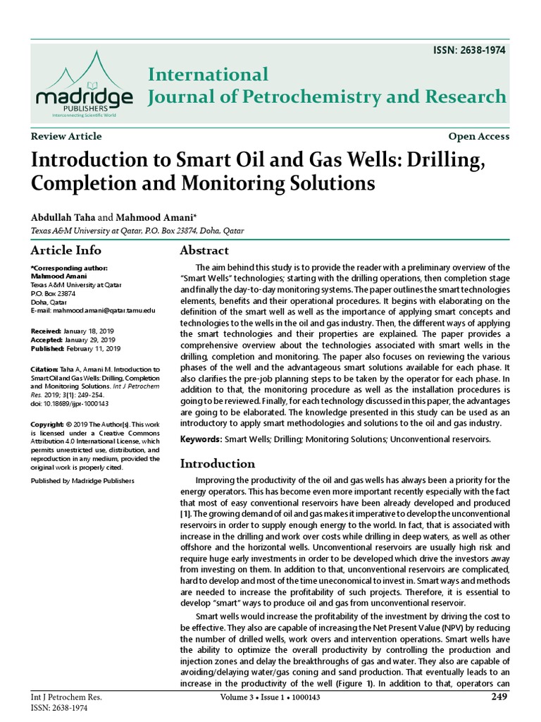 Introduction To Smart Oil and Gas Wells: Drilling, Completion and ...