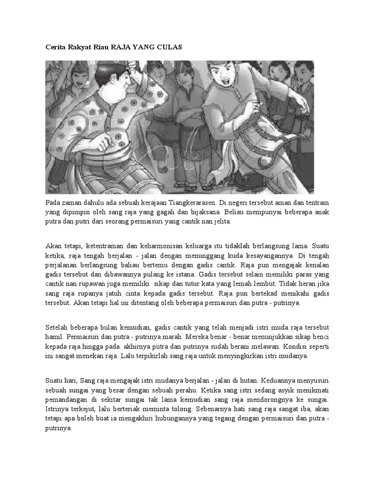 Cerita Rakyat Riau RAJA YANG CULAS | PDF
