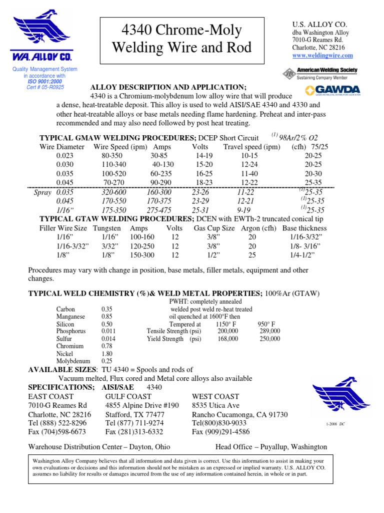 4340 Wire For Low Alloy Steels | PDF | Secondary Sector Of The Economy ...